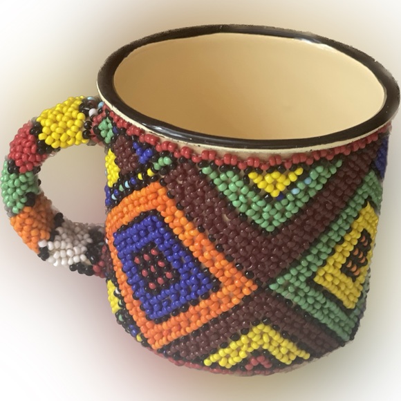 Source Unknown | Kitchen | Vintage Beaded Enamel Tin Cup Mug Handmade ...